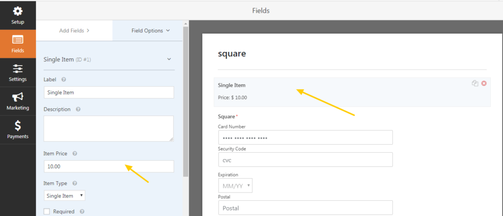 Guide to accept Accept Square Payments with WPForms