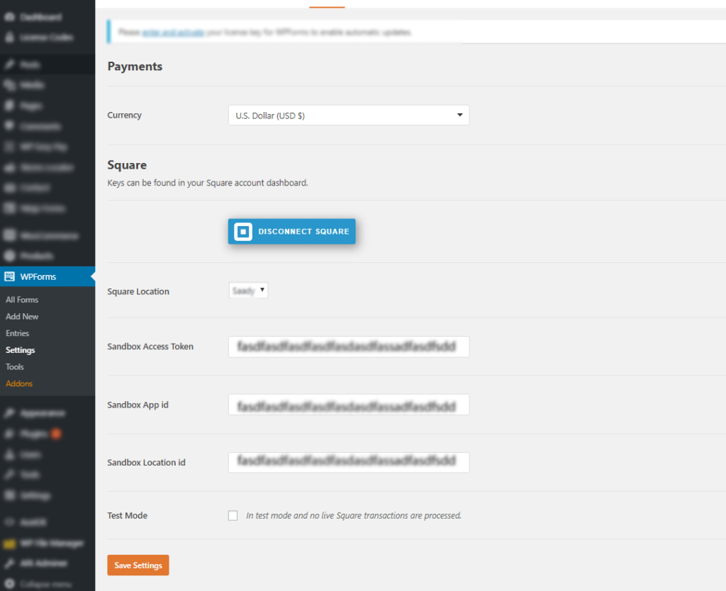 Guide to accept Accept Square Payments with WPForms